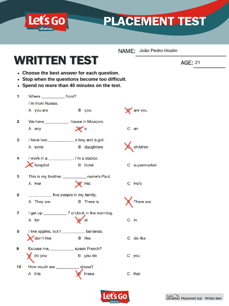 Written Placement Test - A1 - C1 (11) 1 | PDF