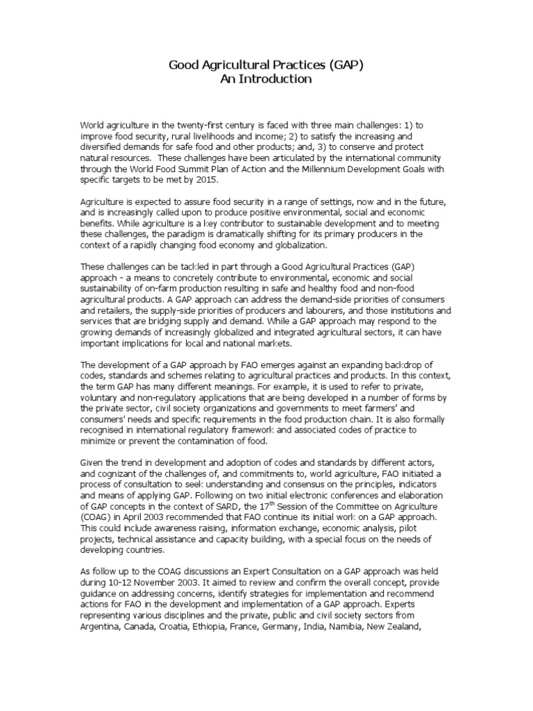 Good Agriculture Practice ( an Approach) | Food And Agriculture ...