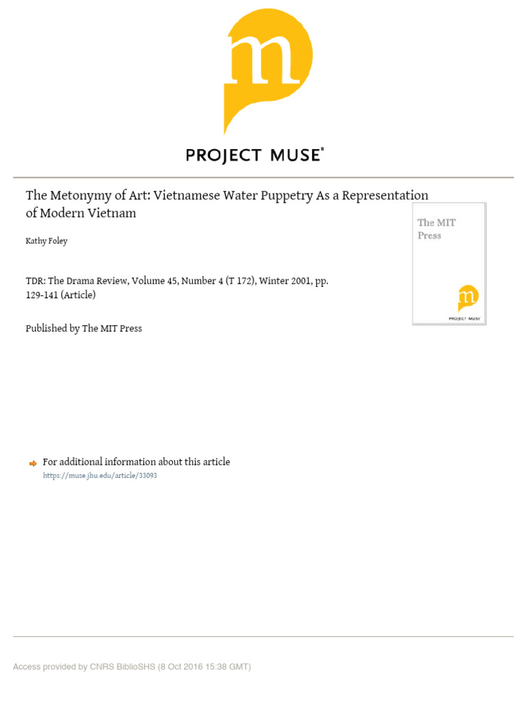 Foley, Vietnamese Water Puppetry | PDF | Puppetry | Hanoi