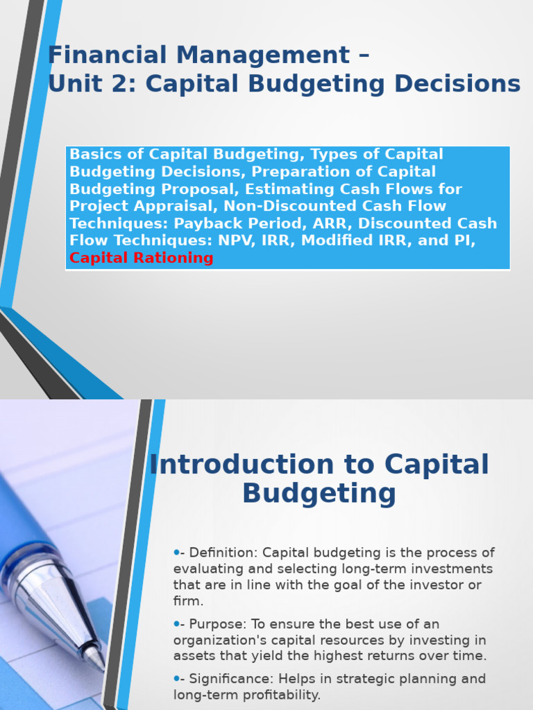 Financial Management Unit2 Capital Budgeting | PDF | Capital Budgeting ...