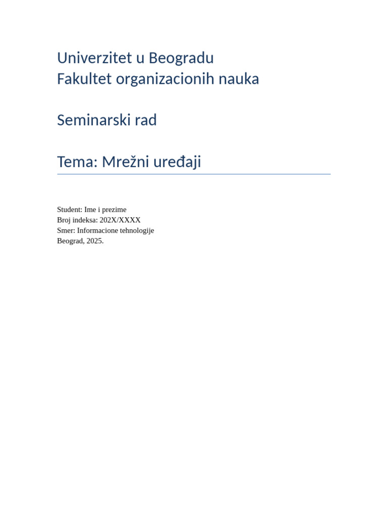 Mrezni Uredjaji Seminarski Rad Finalna Verzija | PDF
