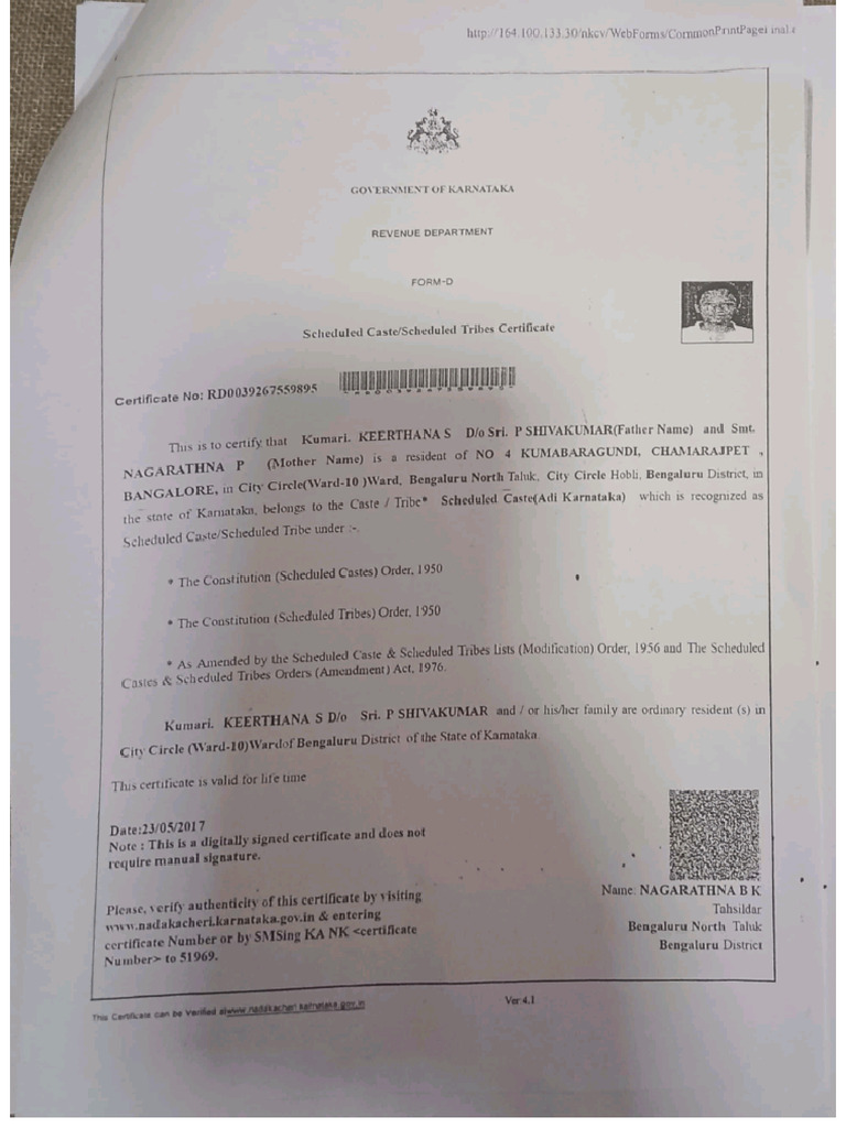 Caste Certificate | PDF