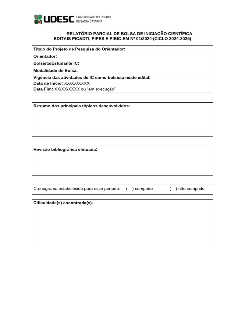 Modelo de Relat Rio Parcial 24 25 | PDF