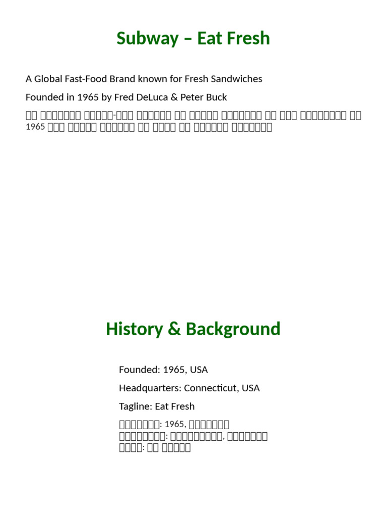 Subway Marketing Strategy Bilingual | PDF