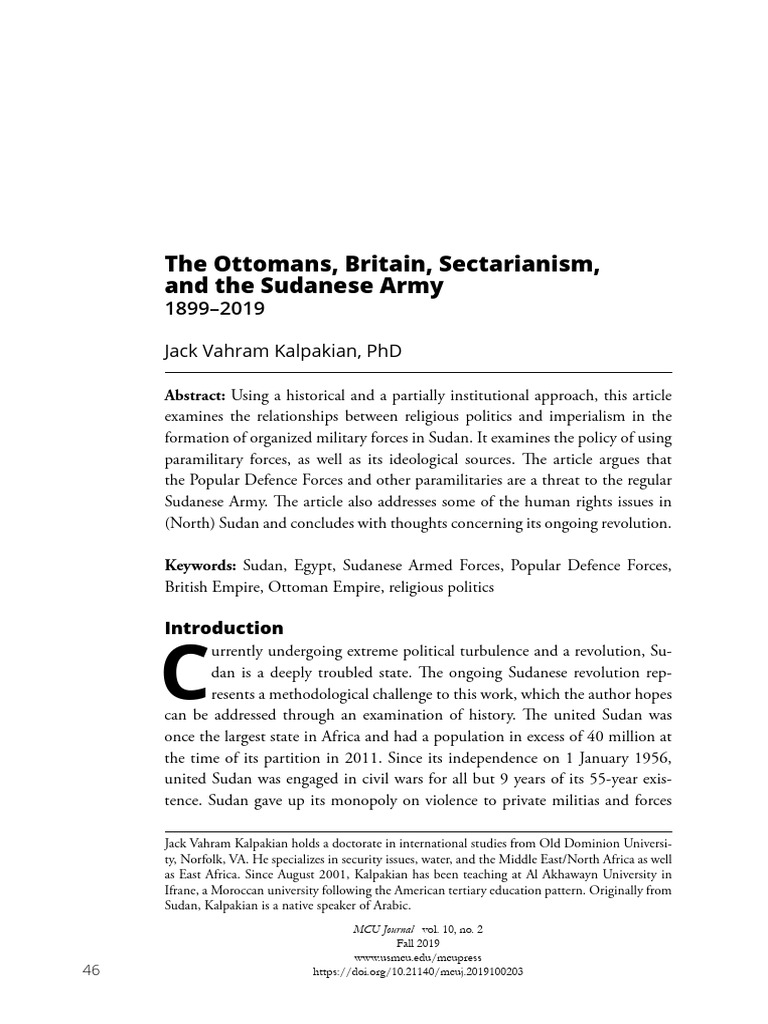 MCUJ - 10 - 2 - The Ottomans, Britain, Sectarianism, and The Sudanese ...