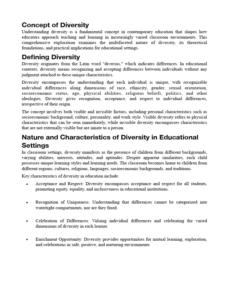 Understanding Diversity in Education | PDF | Learning | Learning Styles