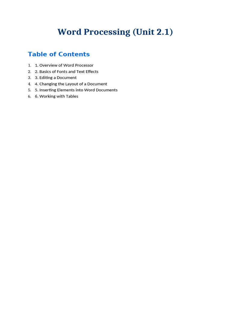Word Processing Unit 2.1 | PDF | Microsoft Word | Page Layout