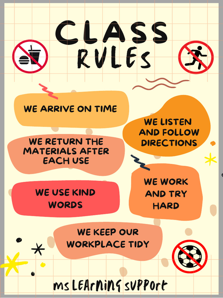 Orange Classroom Golden Rules Poster | PDF