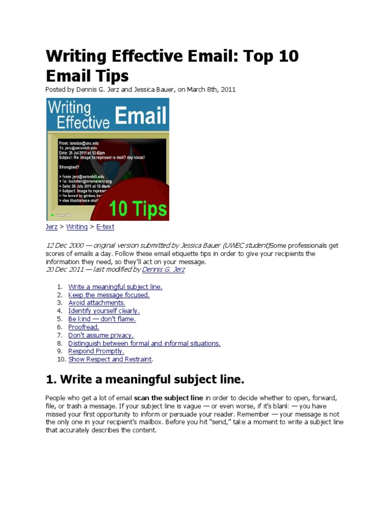 Ten Effective Email Tips: A Guide to Writing Professional Emails that ...