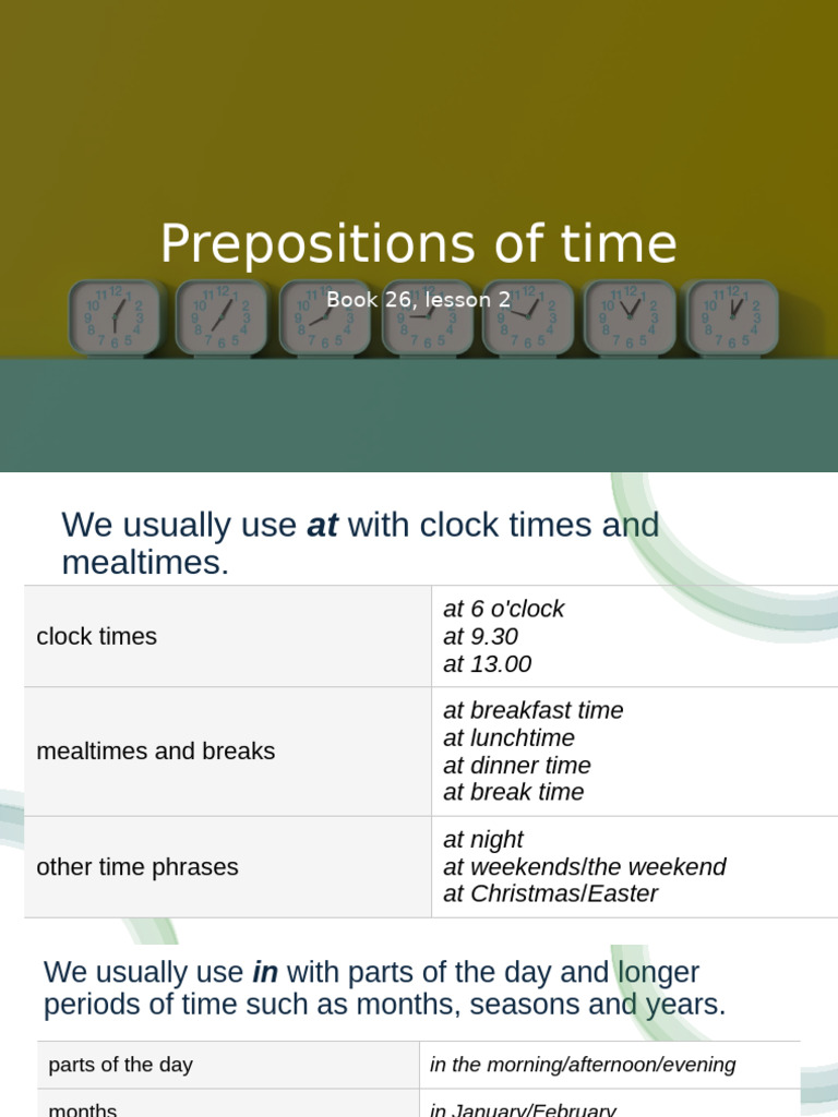 Prepositions of time | PDF