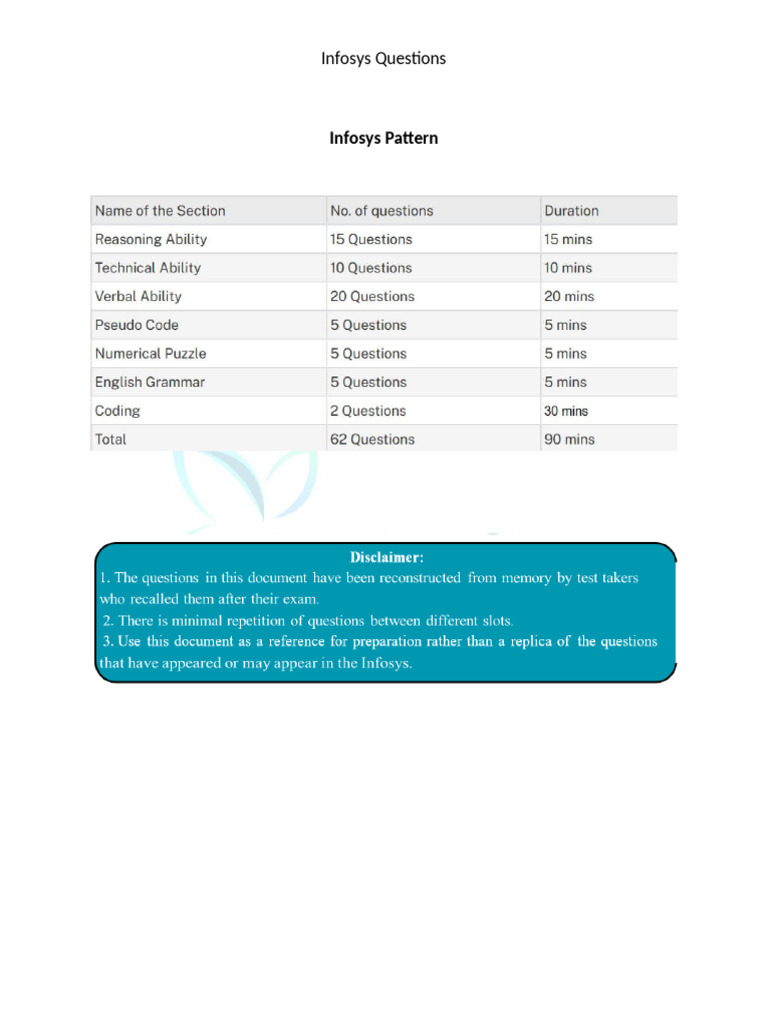 Infosys Exam Pattern Set 01 Pdf Prime Number Boolean Data Type