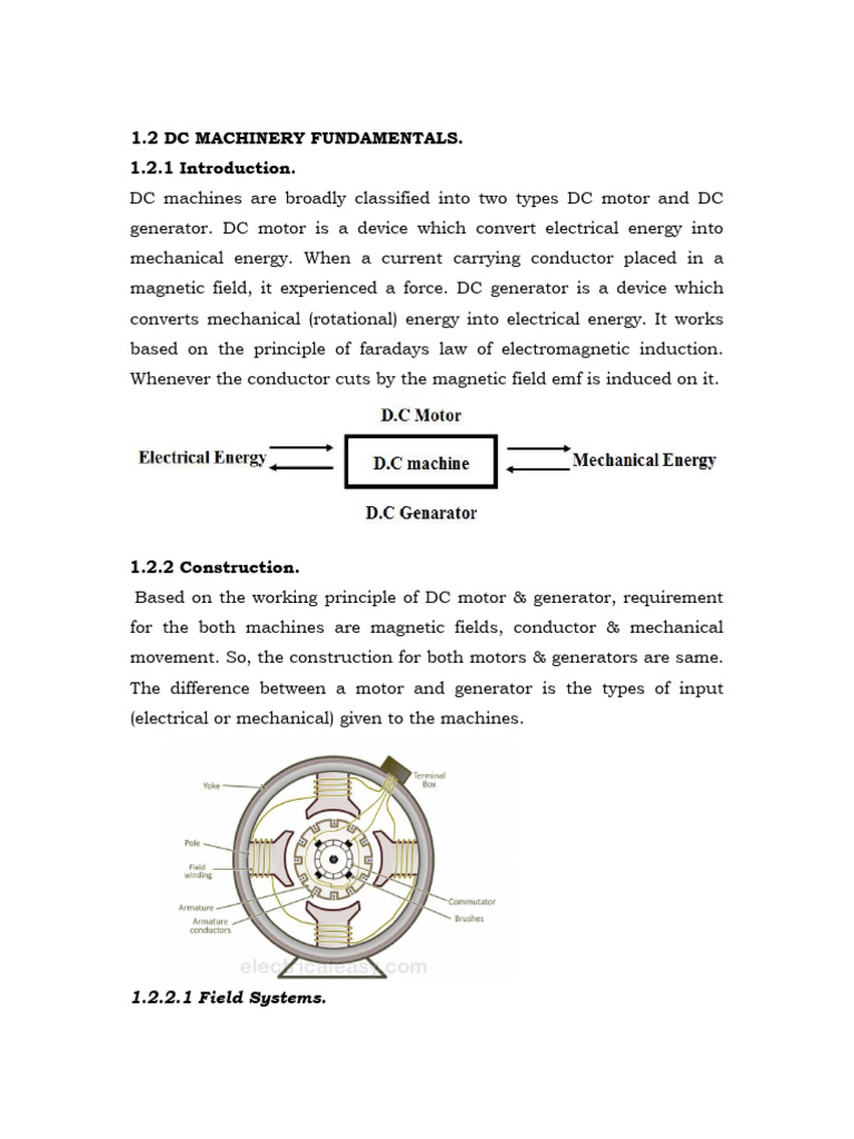 Chapter 1.2 D.C Machines | PDF | Electric Motor | Electromagnetic Induction