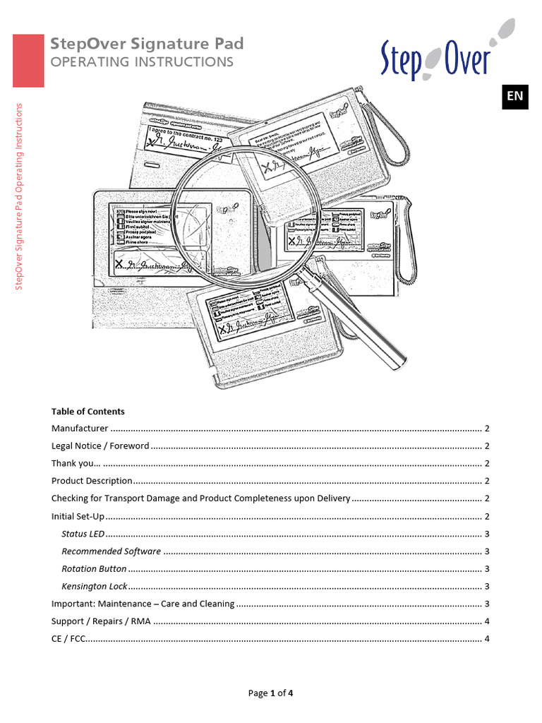 StepOver Signature Pad User Guide | PDF | Electromagnetic Interference ...