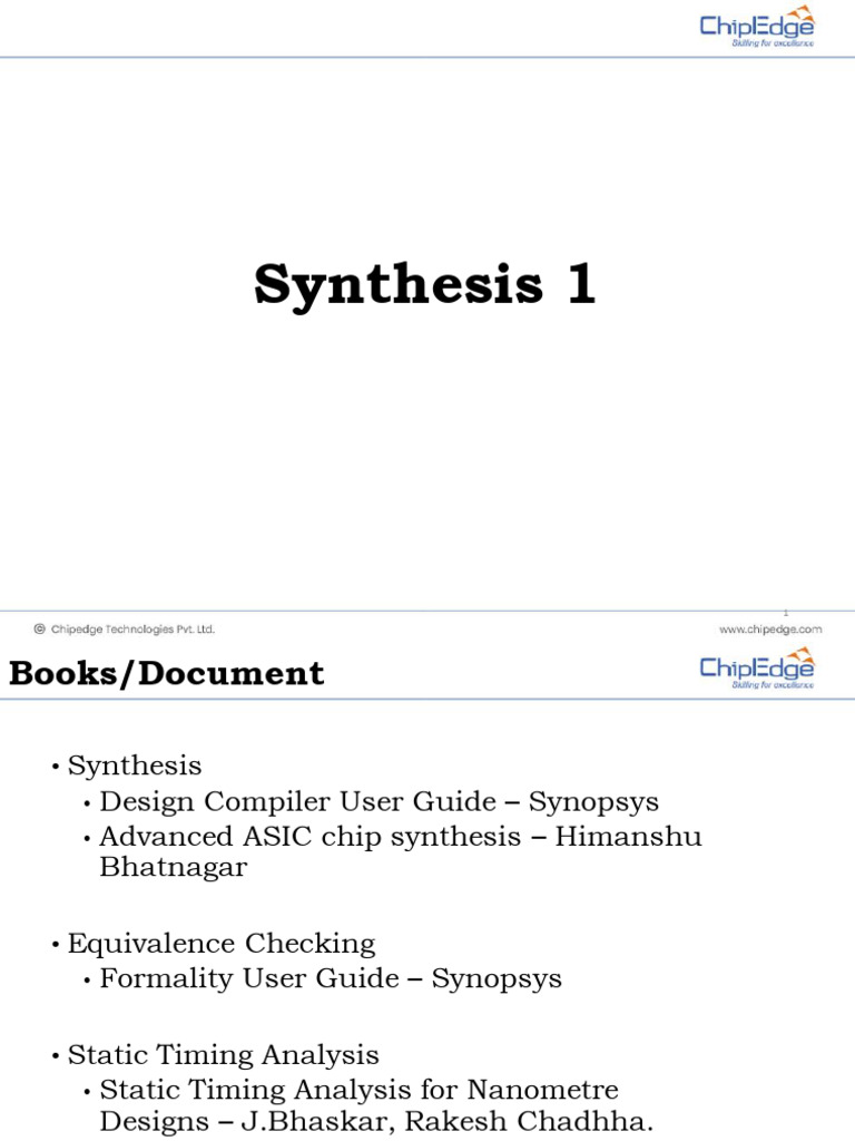 ASIC Design Synthesis Overview Guide | PDF | Logic Synthesis | Hardware ...