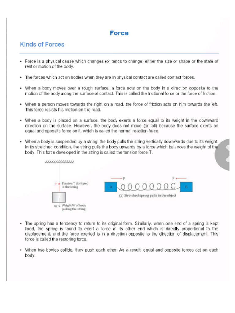 Important Notes Class 10 TH Force | PDF