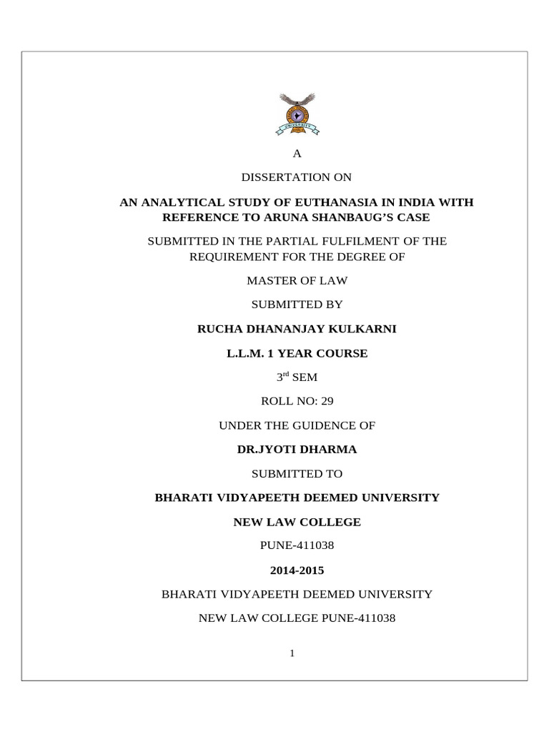 An Analytical Study of Euthanasia in India With - Rucha Kulkarni | PDF