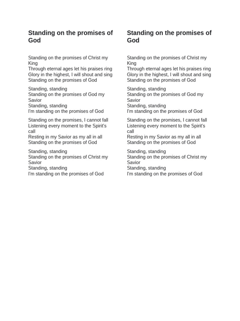 Standing On The Promises of God | PDF