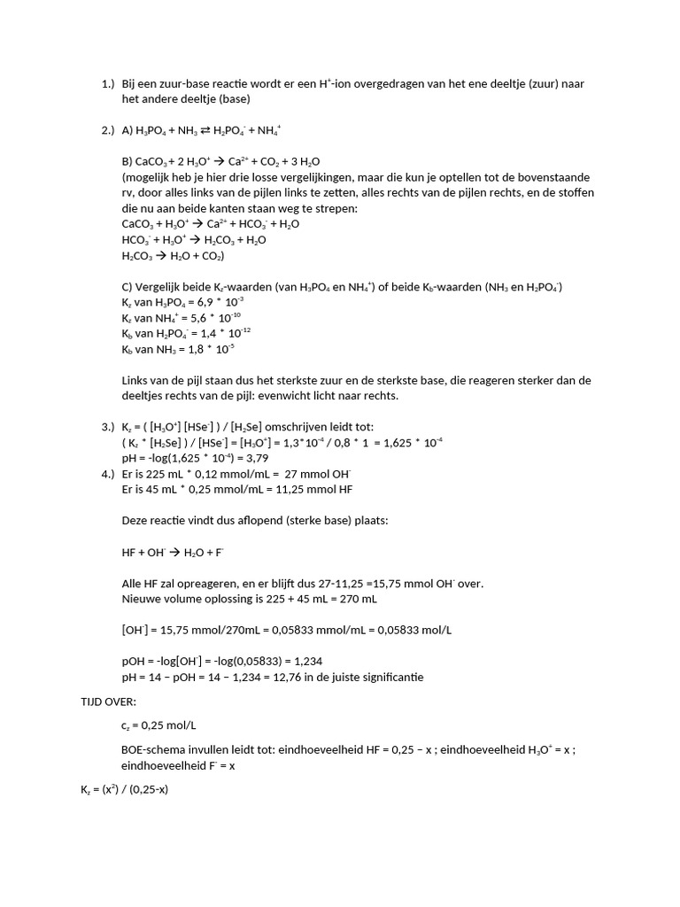 Uitwerkingen Diagnostische Toets Zuur Base Aanp 1920 | PDF