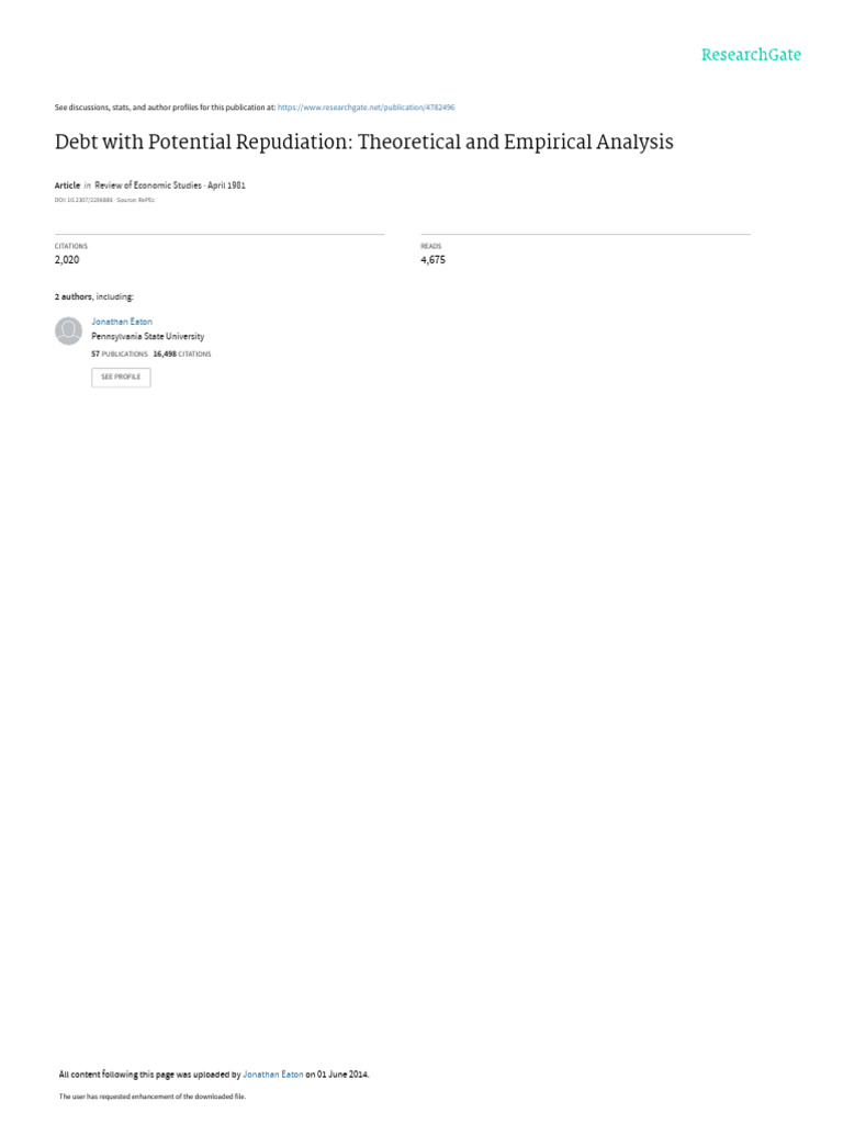 Debt Repudiation Analysis Insights | PDF
