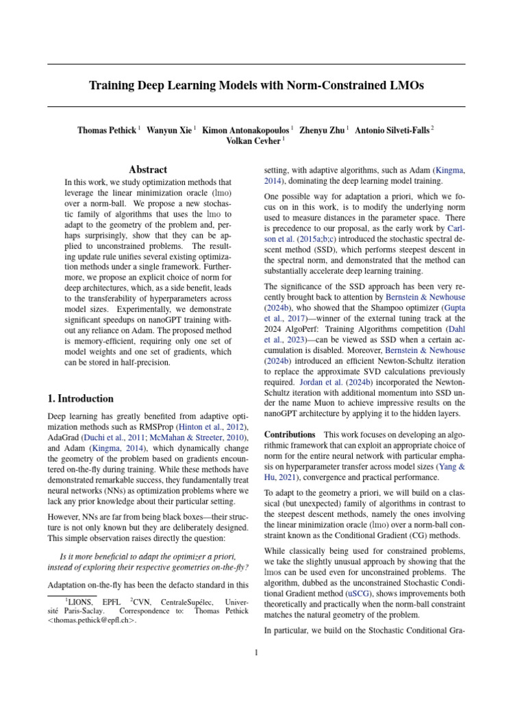 Training Deep Learning Models With Norm-Constrained Lmos | PDF | Deep ...