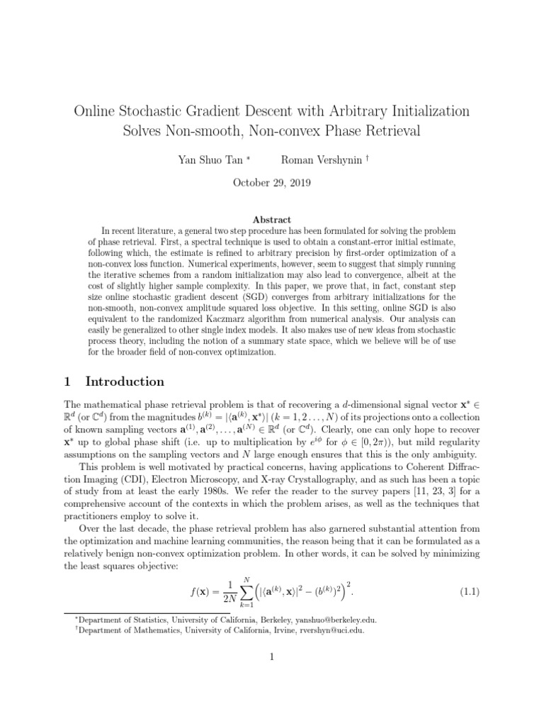 Online Stochastic Gradient Descent With Arbitrary Initialization Solves Non-Smooth, Non-Convex ...