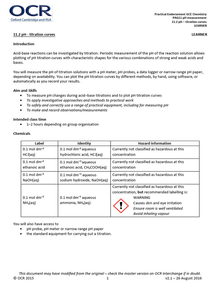 pH Titration Curves in Chemistry | PDF | Ph | Titration