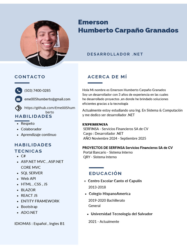 CV Emerson Humberto Carpaño Granados - Developer .NET | PDF