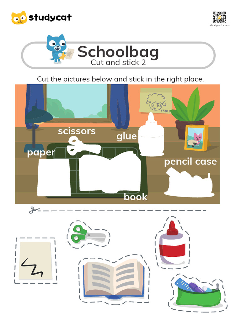 School Bag Cut and Stick Worksheet 2 | PDF
