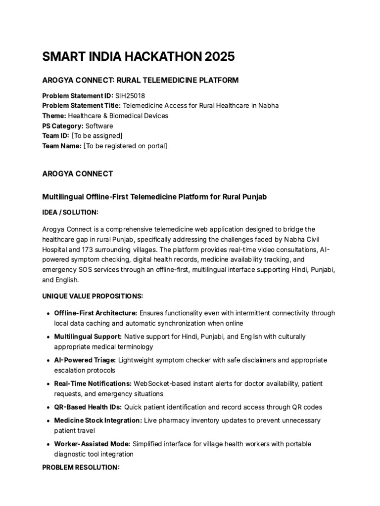 SIH 2025 Research Report | PDF | Health Care | Cloud Computing