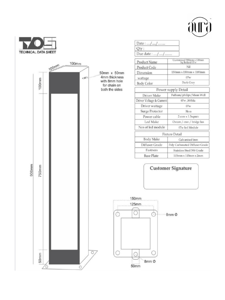 Bollard Spec Sheet | PDF