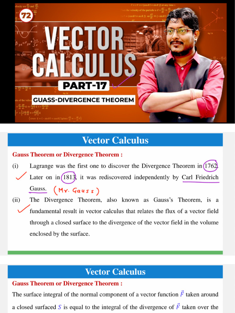 L72 Vector Calculus Part-17 Gauss Divergence Theorem #Gate2026 | PDF