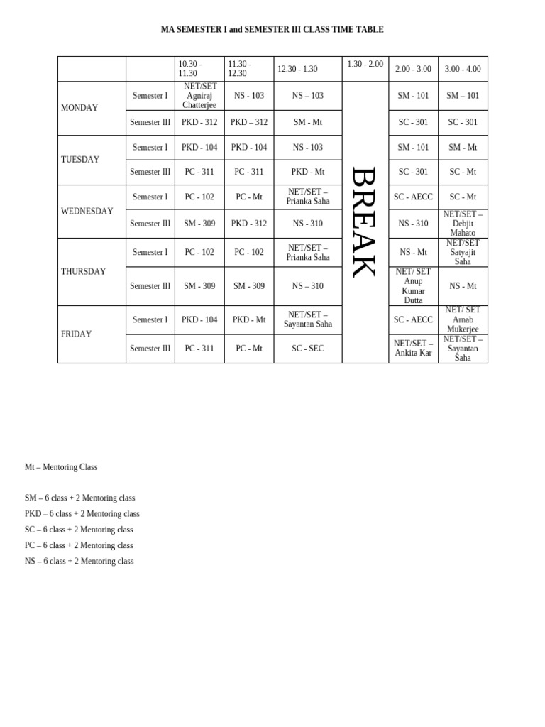 Time Table 1 | PDF
