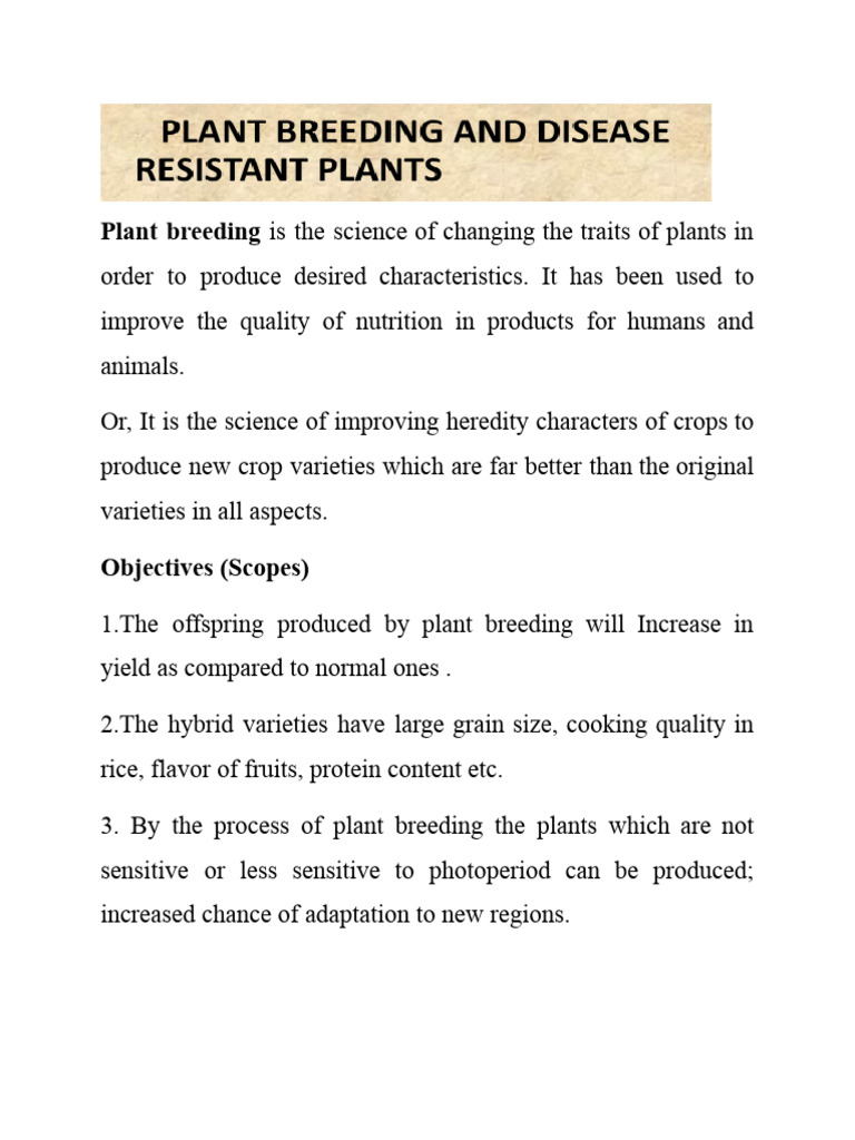 Plant Breeding Techniques and Benefits | PDF | Plant Breeding | Hybrid ...