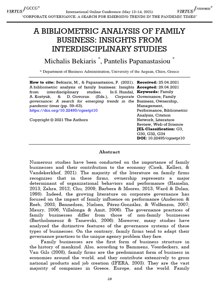 Bibliometric Analysis of Family Business Insights | PDF | Science ...