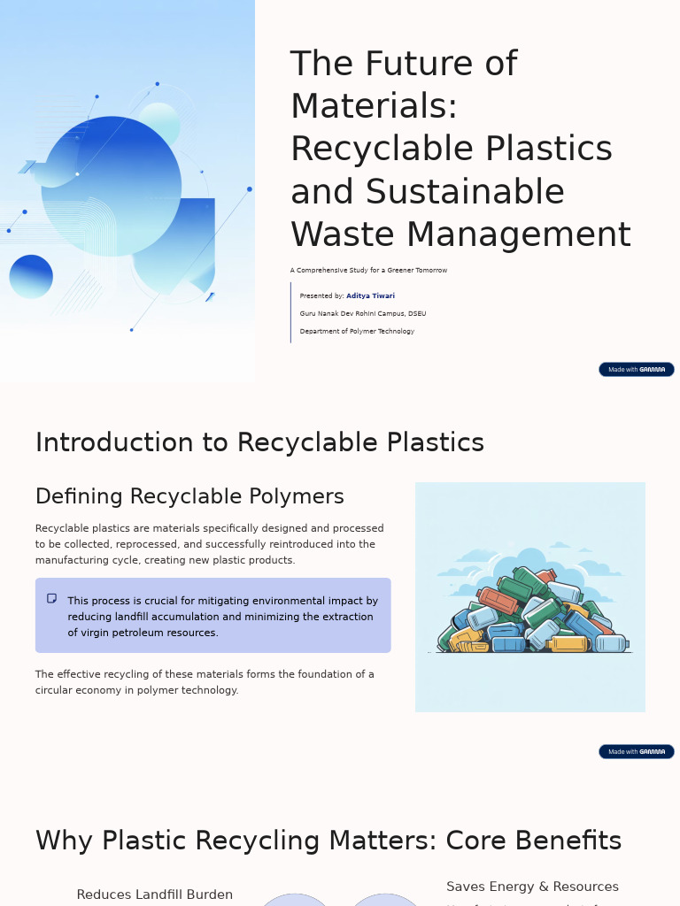 The Future of Materials Recyclable Plastics and Sustainable Waste ...