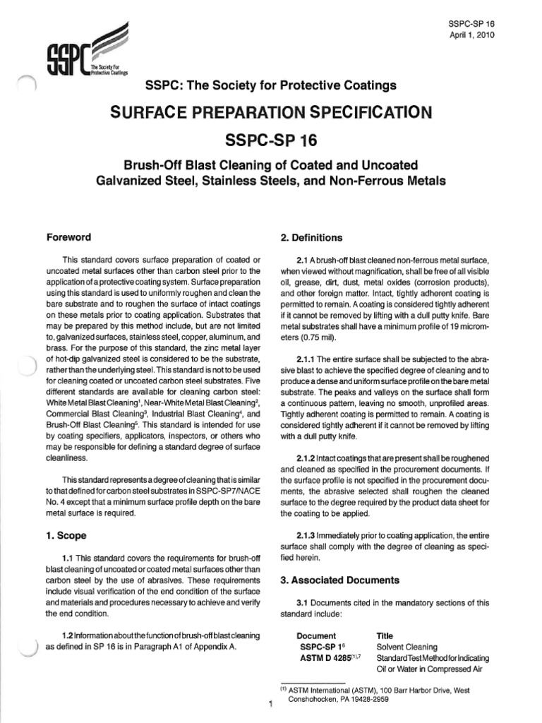 SSPC SP - 16 SSPC Painting Manual Vol 2. Section 2 - Surface Prep | PDF