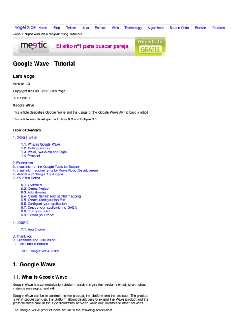 Google Wave - Tutorial: Vogella - de | PDF | Eclipse (Software) | Software