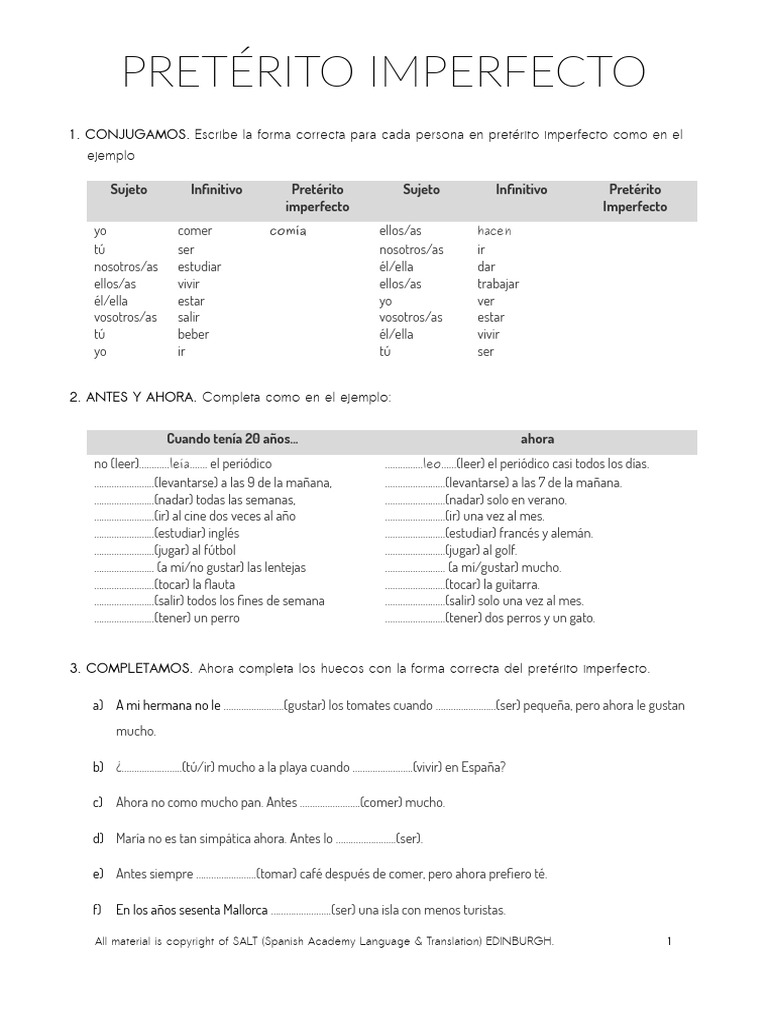 Pretérito Imperfecto | PDF
