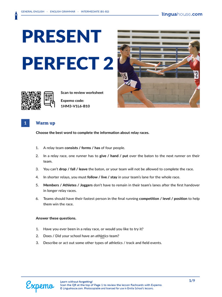 Intermediate English: Present Perfect 2 | PDF | Verb | Track And Field