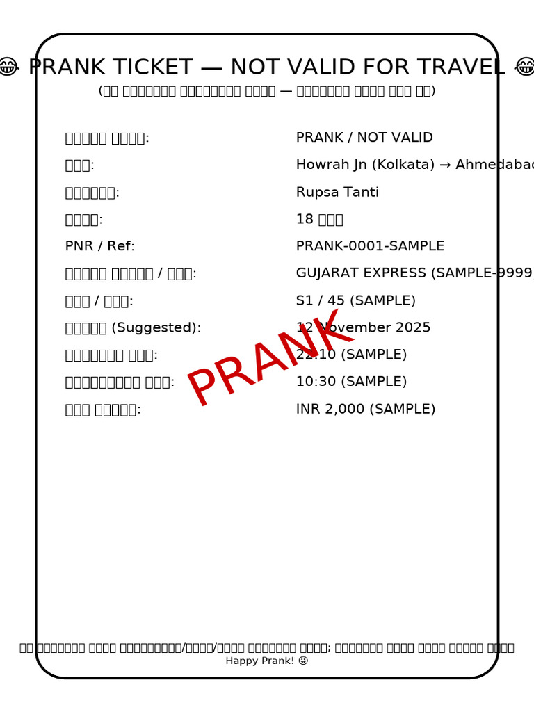 Prank Ticket Rupsa | PDF