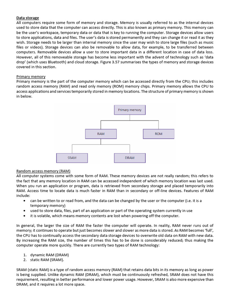 02c Data Storage Primary | PDF | Random Access Memory | Computer Data Storage