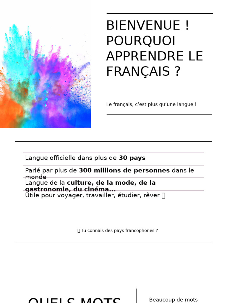 Pourquoi apprendre le français ? | PDF