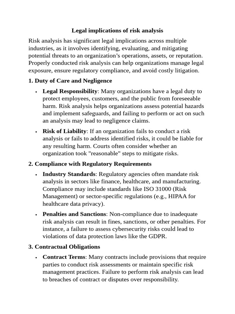 Legal Implication of Risk Analysis | PDF | Damages | Risk Management