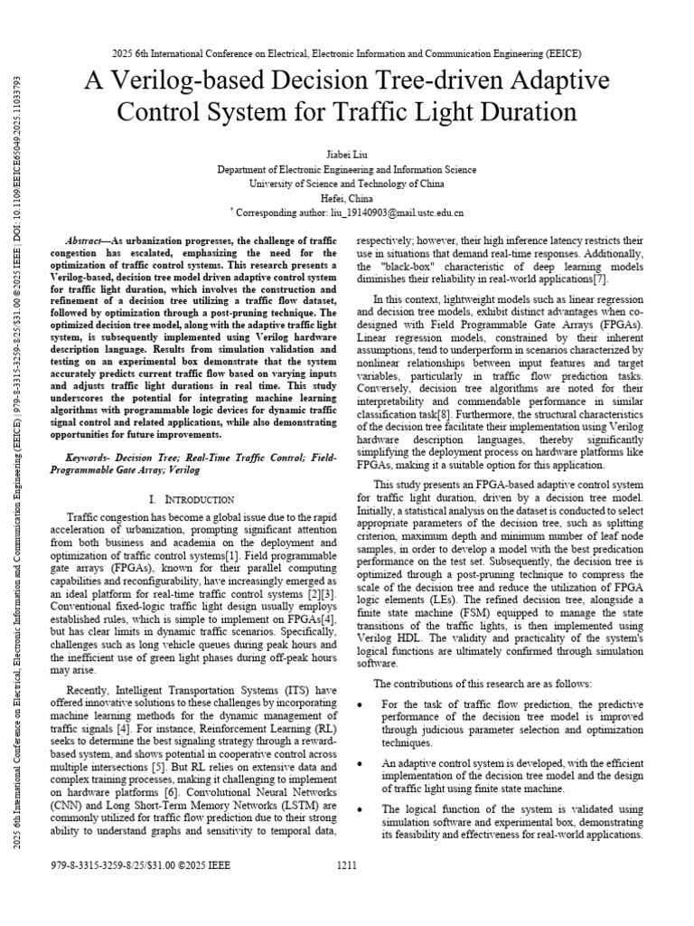 A Verilog-Based Decision Tree-Driven Adaptive Control System For Traffic Light Duration | PDF ...