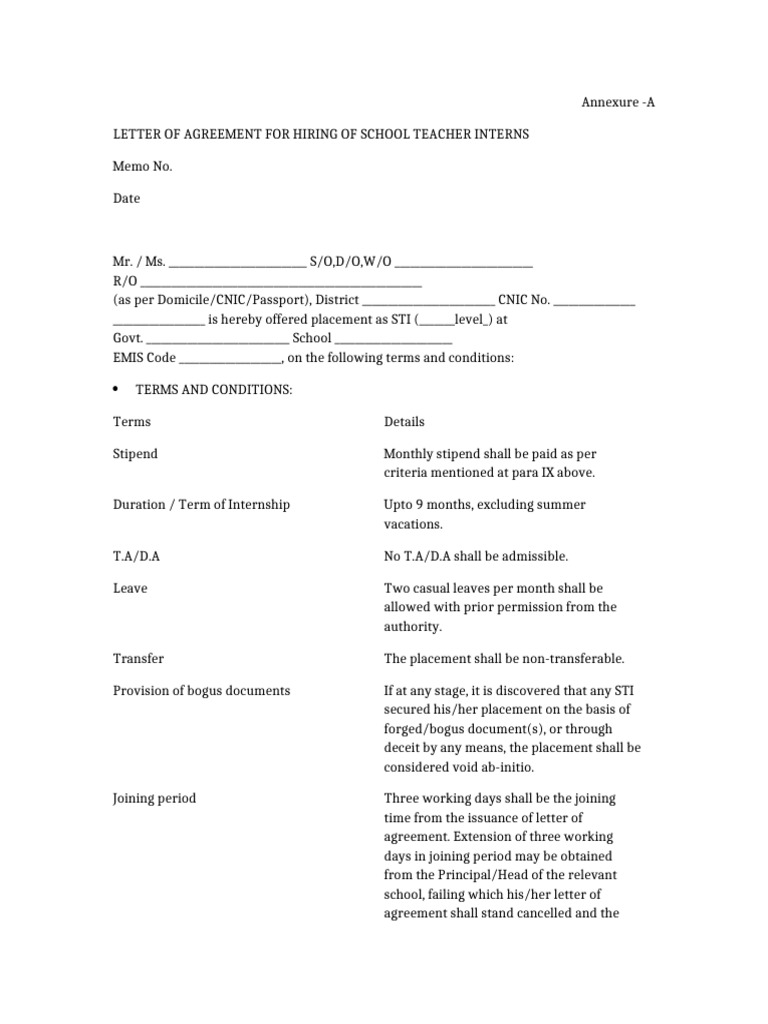 Letter of Agreement STI | PDF