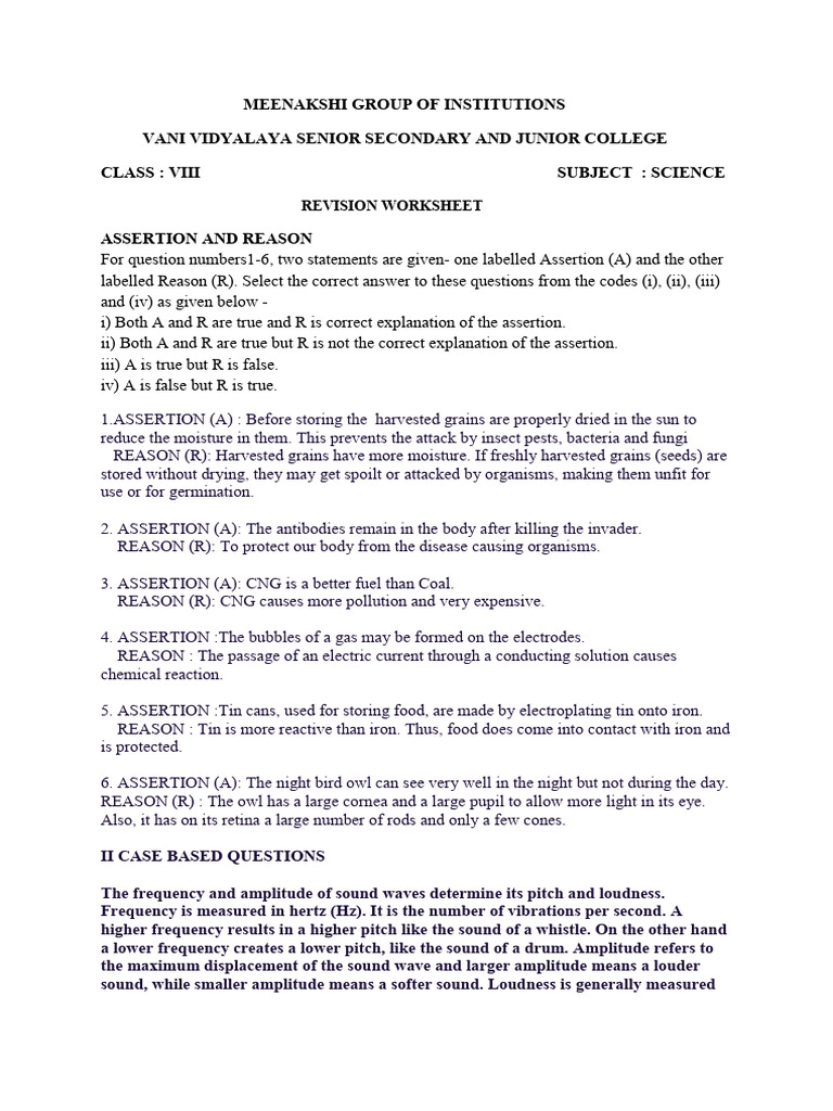 Revision Worksheet | PDF | Sound | Pitch (Music)