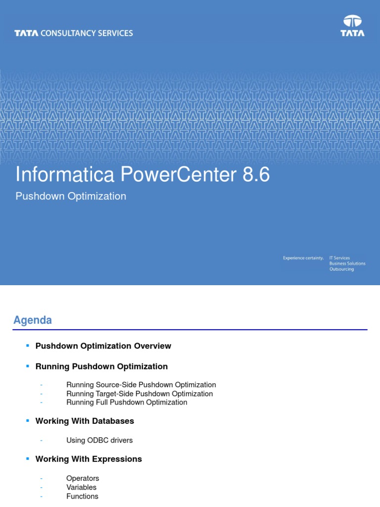 04 Power Center 8 (1) .6 - Pushdown Optimization | PDF | Sql | Databases