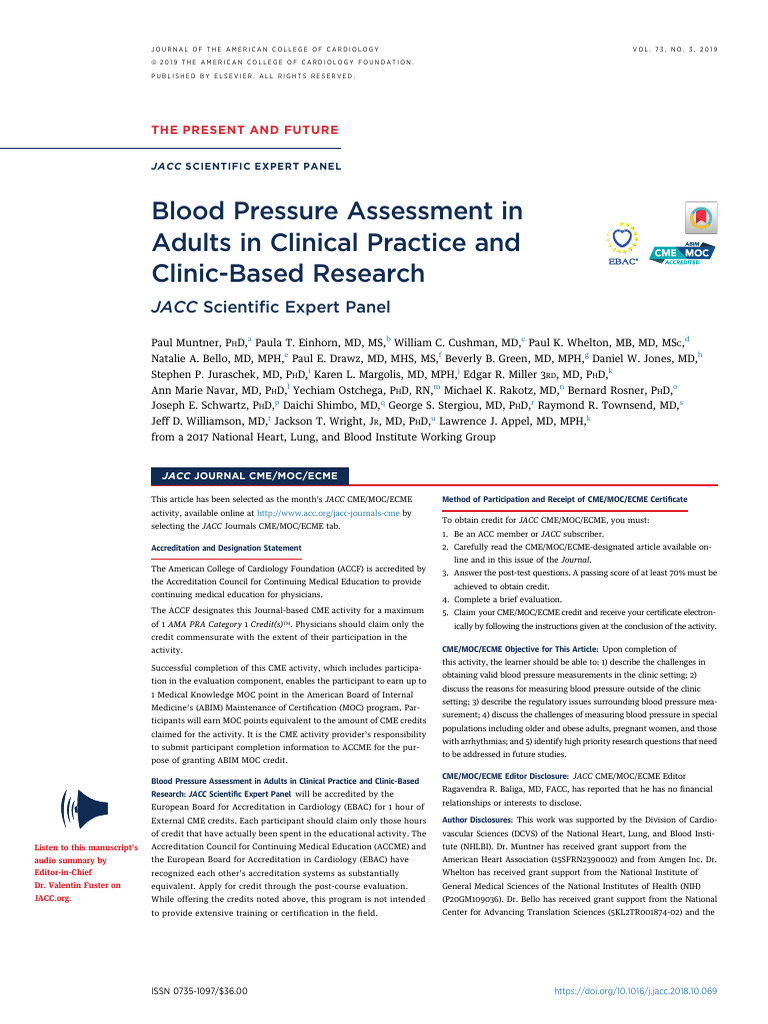 J.jacc.2018.10.069 Blood Pressure Assessment in | PDF | Blood Pressure ...