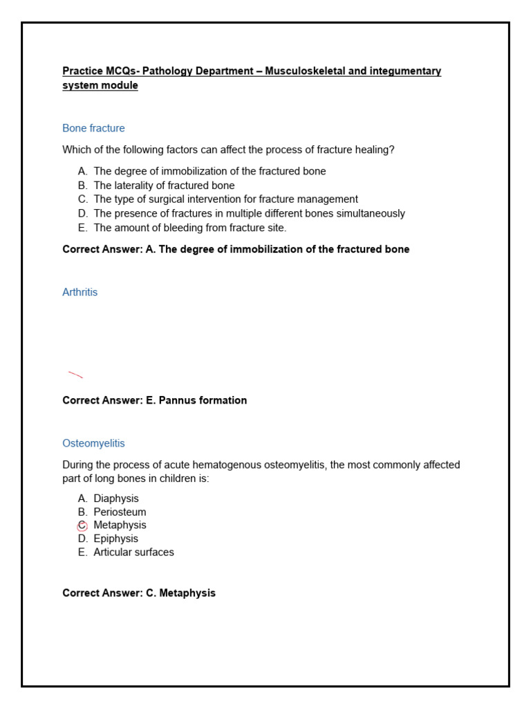 Pathology MCQs For Practice - MSK Module | PDF | Breast Cancer | Carcinoma