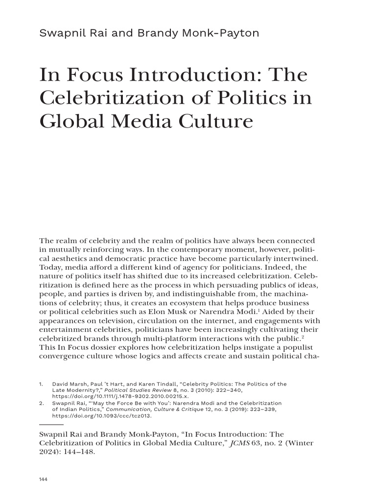 The Celebritization of Politics in Globa | PDF | Populism | Political ...